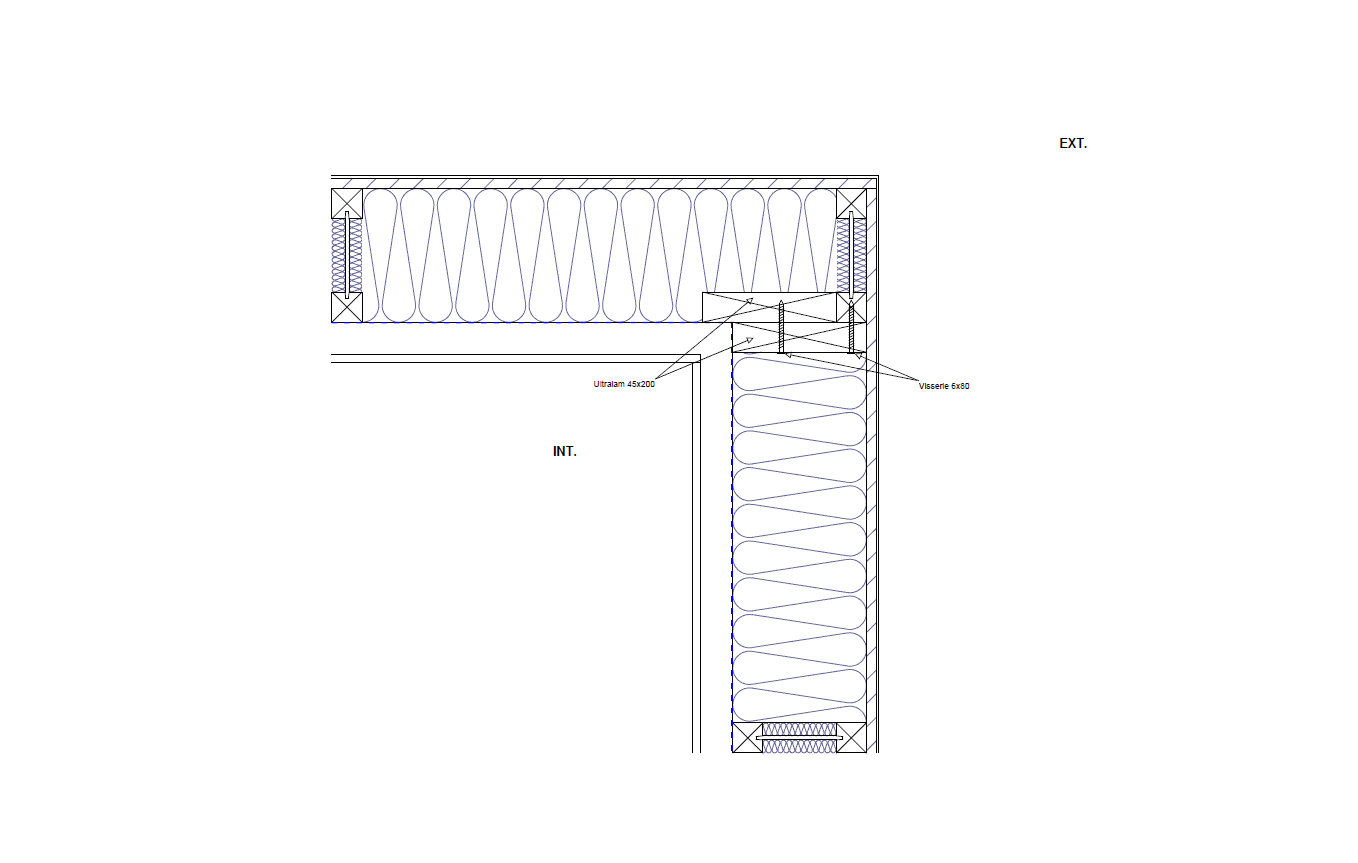 Détails et coupes de principe de la structure bois